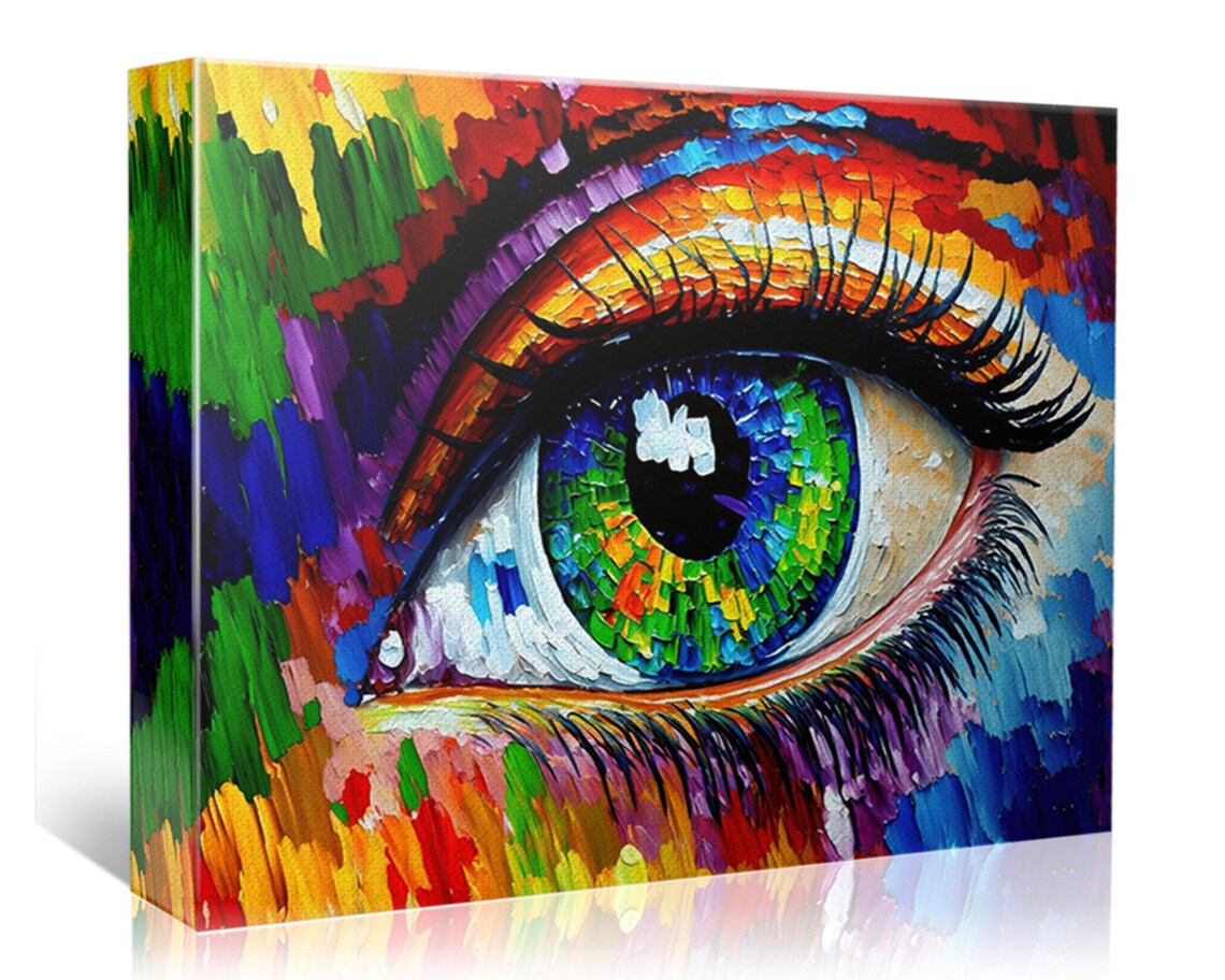 Colorful Eye Canvas, Abstract Eye Painting Print, Vibrant Colorful Art ...