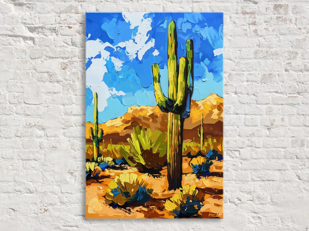 Desert Guardian: Lone Saguaro Cactus, Giclée Print on Gallery-wrapped ...