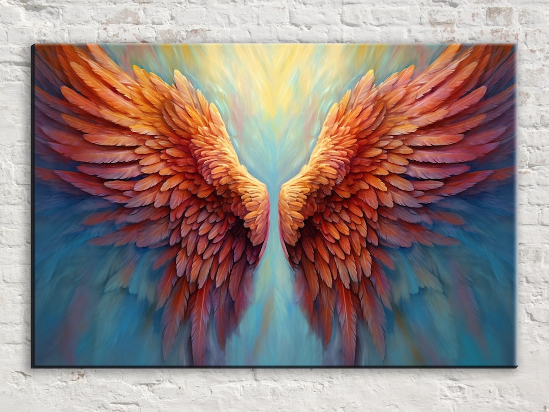 Angel Wings Canvas, Serene Art Print, Large Canvas Wall Art, Angelic Painting Print, Painting ...