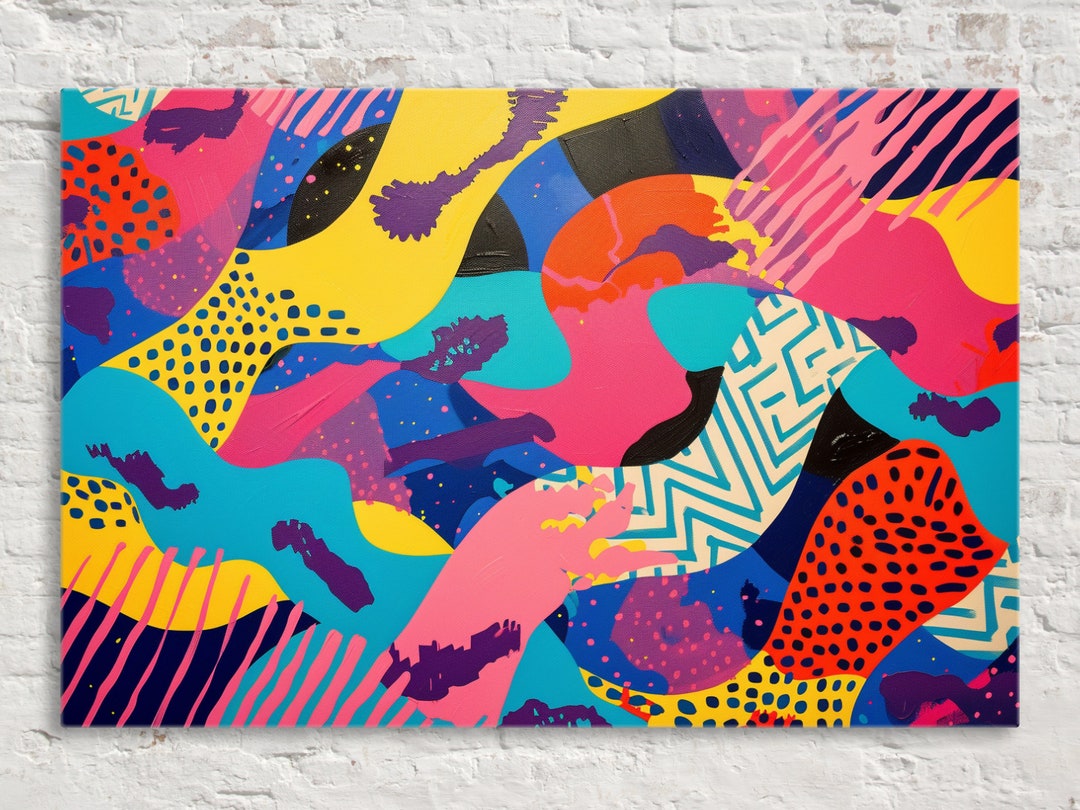 80s Style Pop Art Retro Pattern Piece, Giclée Print on Gallery-wrapped ...