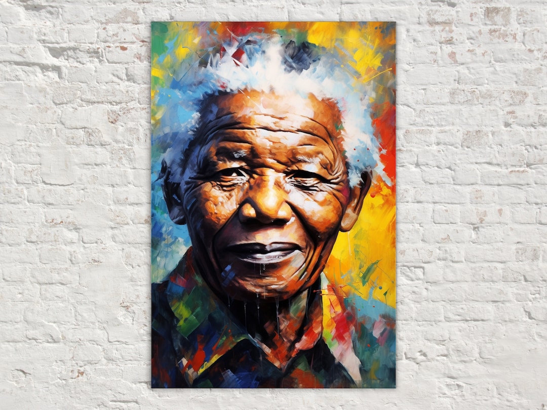 Nelson Mandela Wall Art, Iconic Leader Portrait, Print on Gallery ...