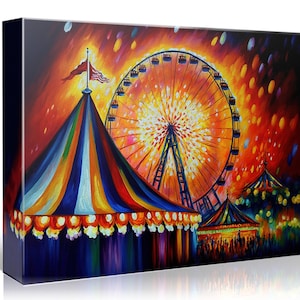 Circus Canvas Wall Art, Carnival Painting Print, Colorful Home Decor ...