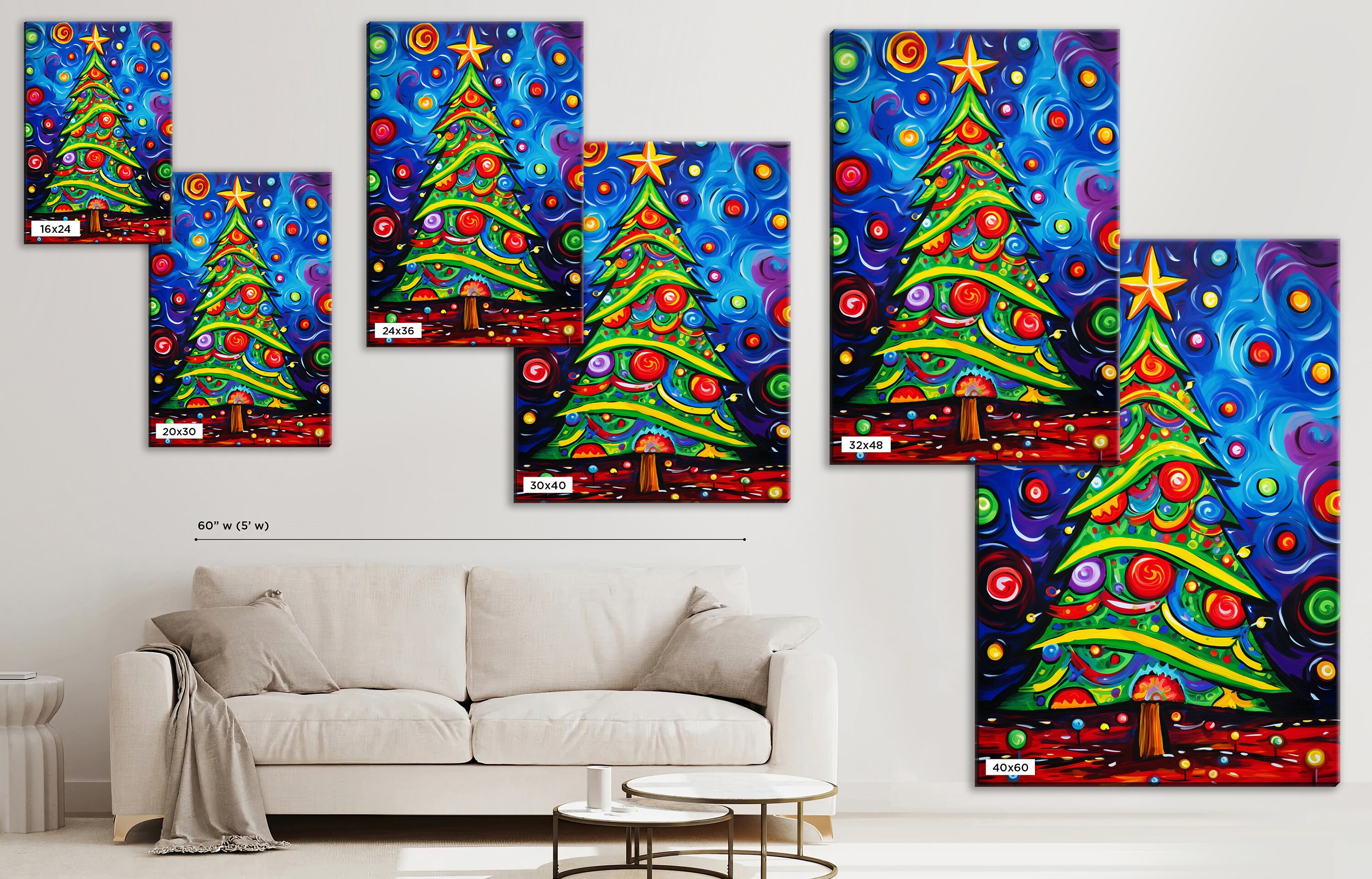 Chromatic Festivity - Christmas Tree Wall Art, Giclee Print on Gallery ...