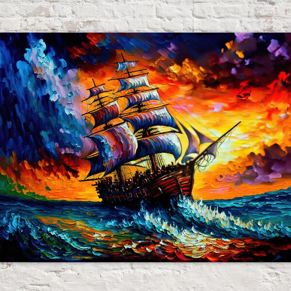 Pirate Ship Canvas Painting - Etsy