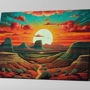 American Southwest Canvas, Desert Pop Art Landscape, Western Wall Art ...