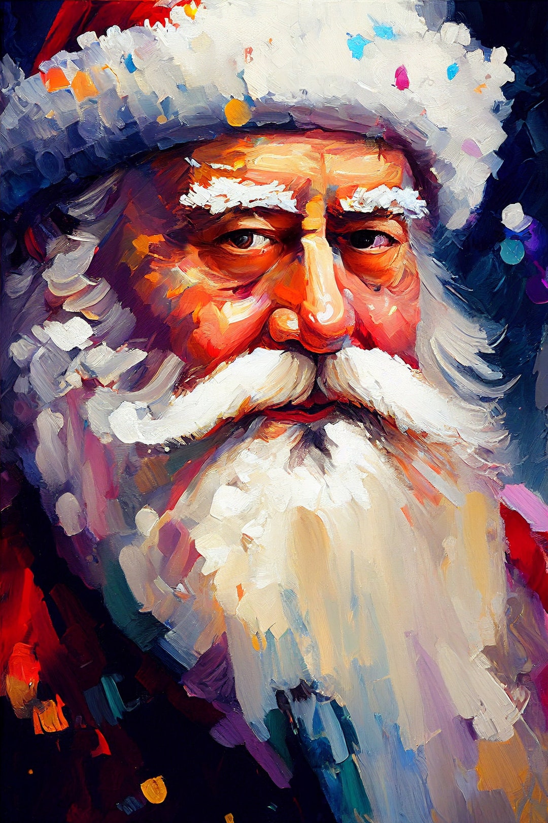 Santa Claus Canvas Print, Christmas Painting Print, Holiday Season ...
