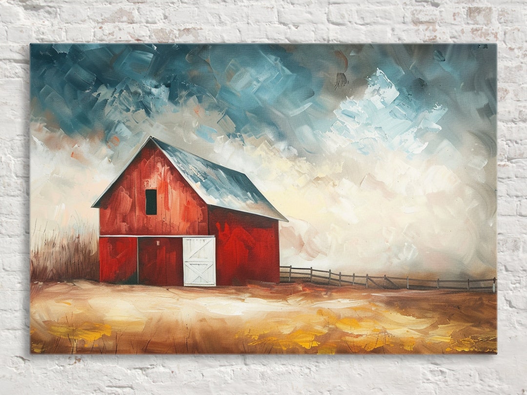 Rustic Farmhouse Barn Wall Art, Red and Brown, Giclée Print on Gallery ...