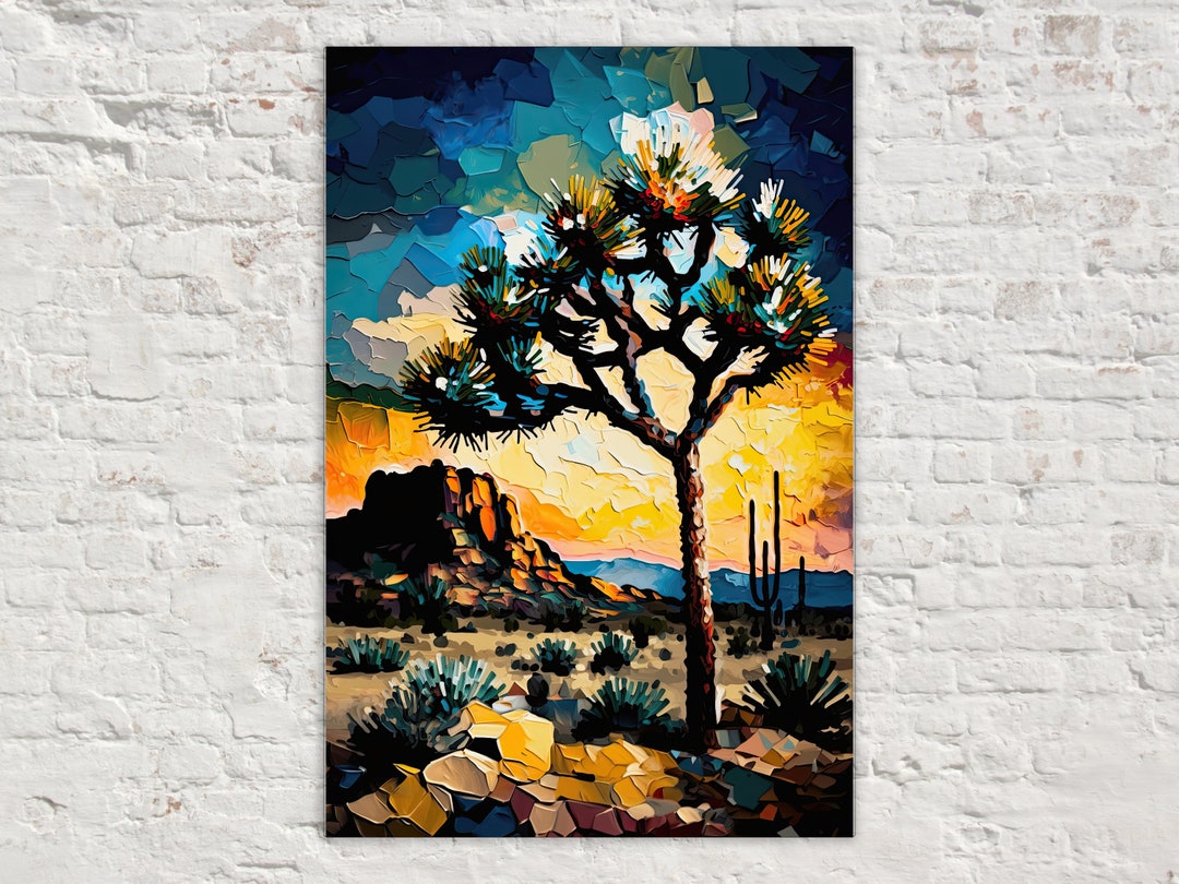 Joshua Tree Wall Art Canvas, Desert Landscape Painting, Southwestern ...