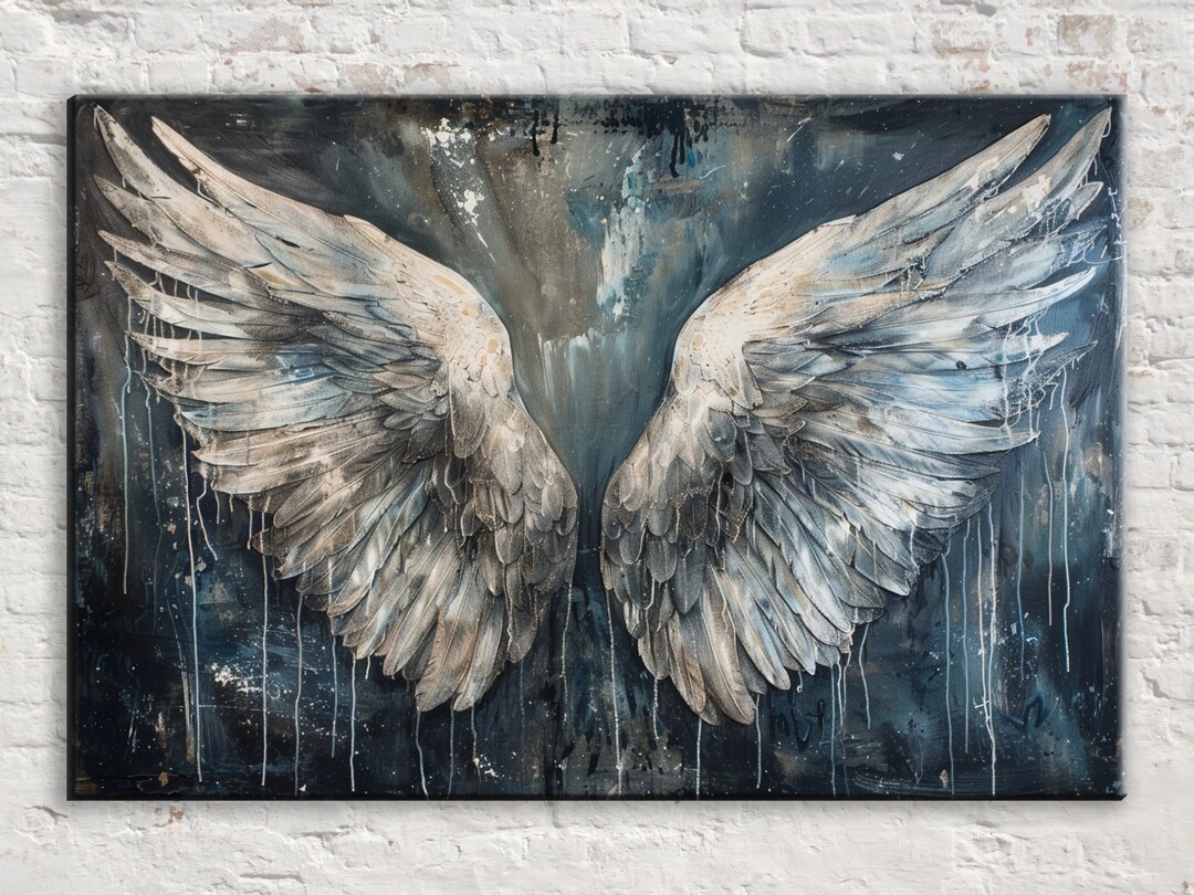 Feathered Angel Wings Spraypaint Style Decor, Giclee Print on Gallery ...