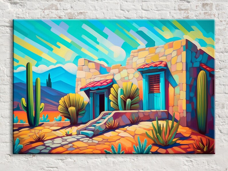 Spanish Adobe Landscape Canvas Print Spanish Colonial Decor - Etsy