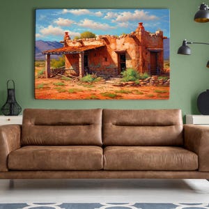 Spanish Adobe Wall Art, Rustic Western Canvas, Giclée Print on Gallery ...