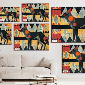 Abstract Native American Spirit Coyote Art, Modern Southwest, Giclée ...