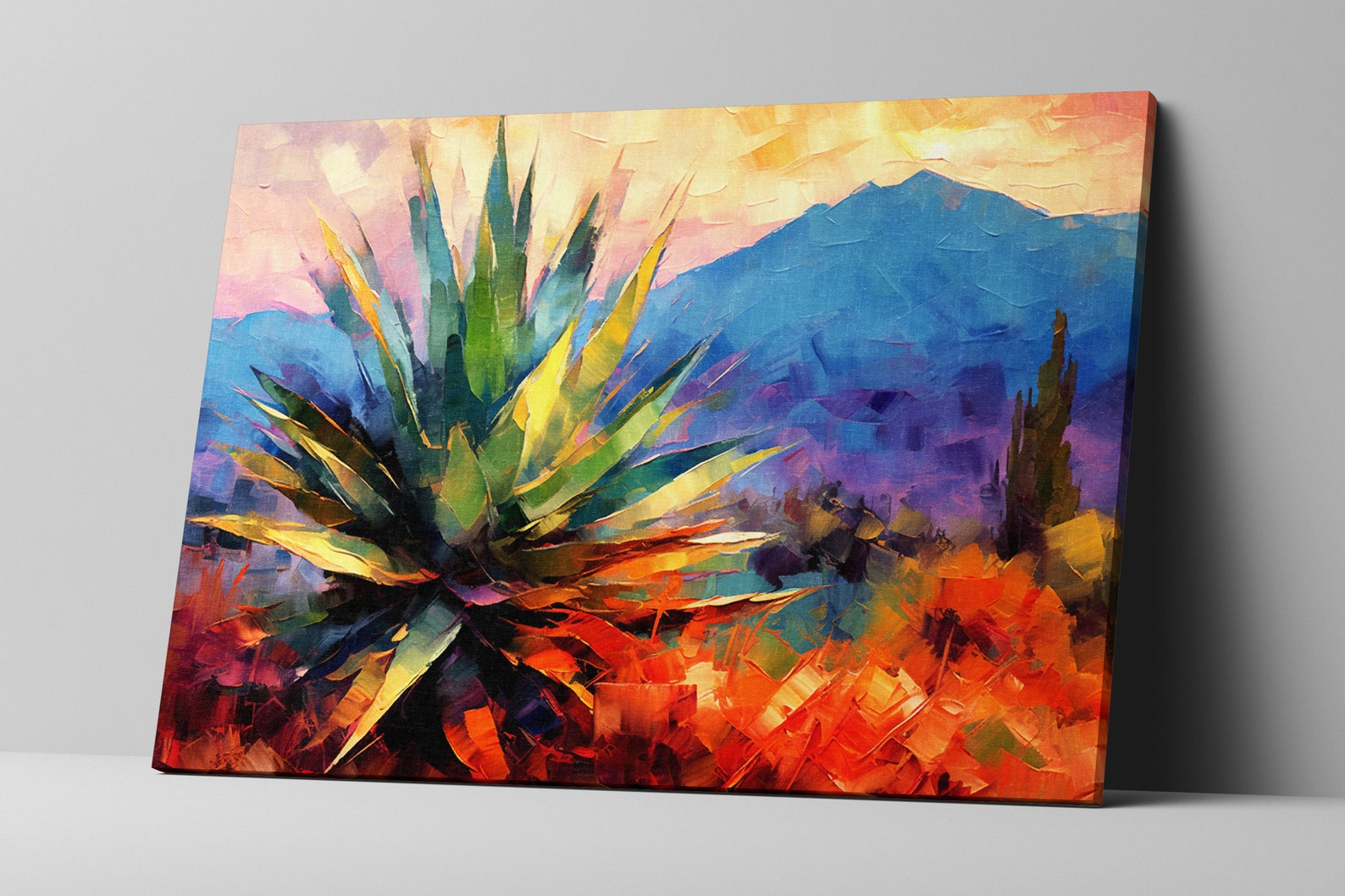Abstract Agave Painting, Desert Cactus Canvas Print, Southwestern ...