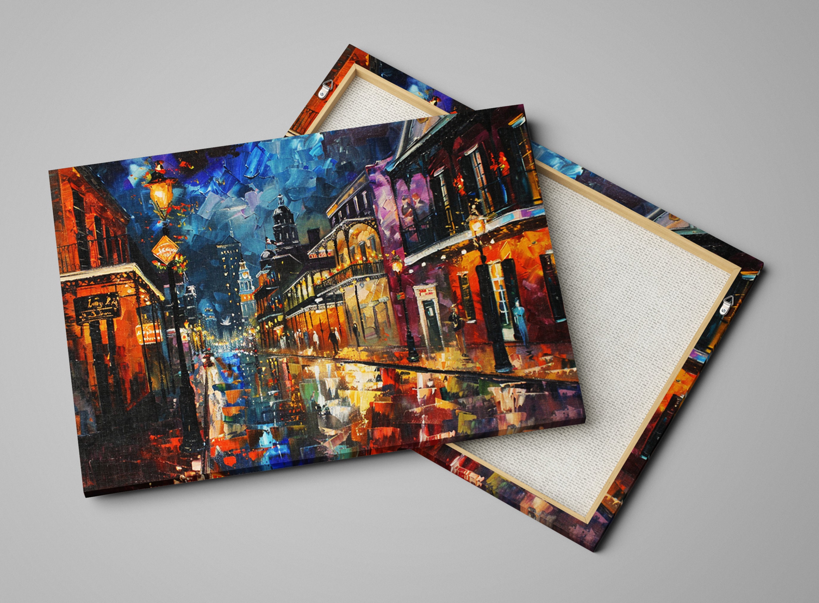 New Orleans Nightscape: Bourbon Street Rain Scene, Print on Gallery ...