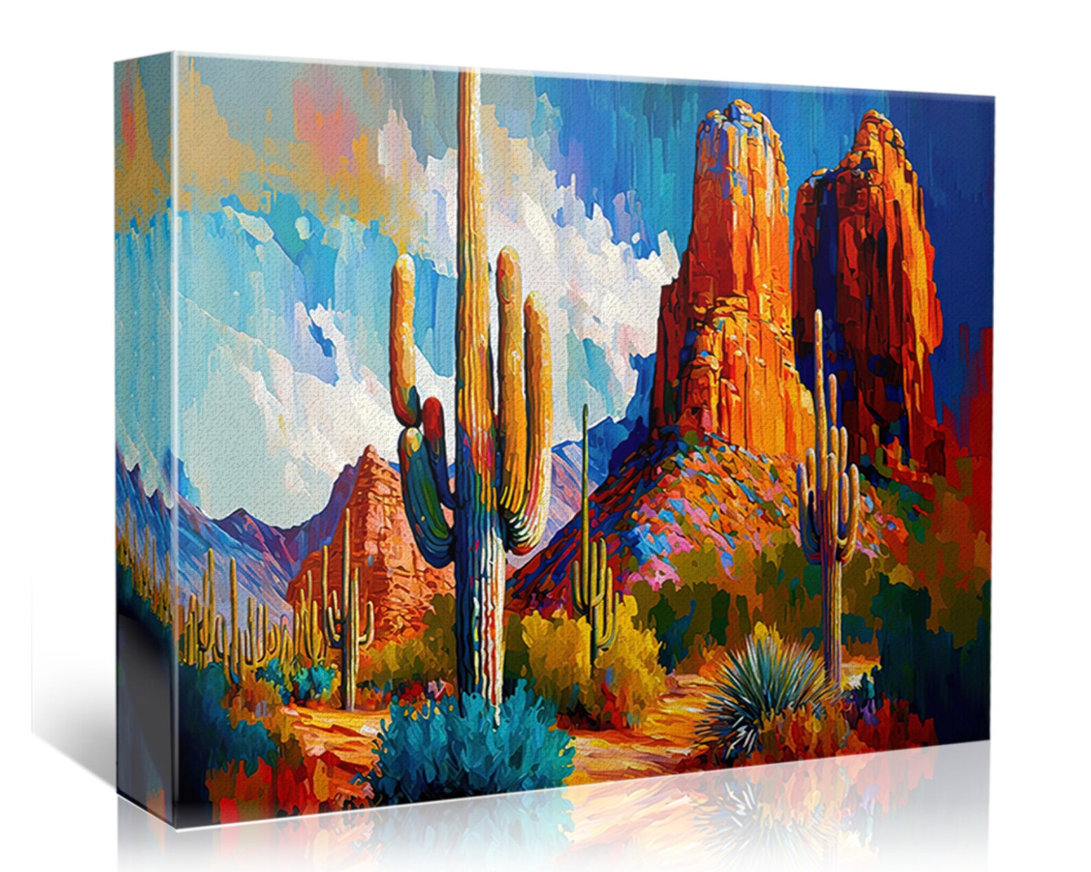 Southwest Desert Canvas Print, Landscape Painting, Cactus Artwork - Etsy
