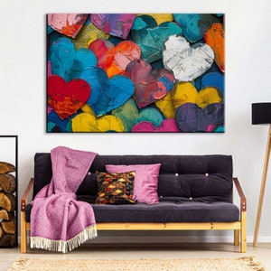 Colorful Heart Pile Piece, Love and Friendship, Giclée Print on Gallery ...