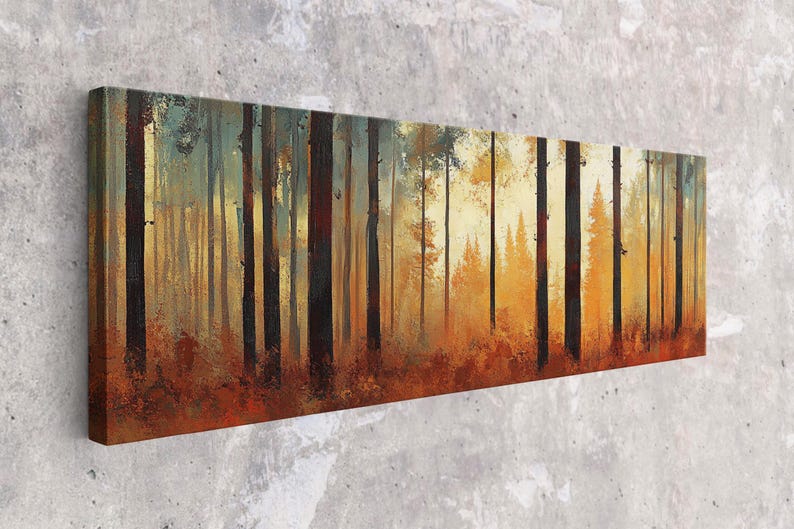 Panoramic Autumn Forest Landscape Canvas, Framed or Unframed, Long ...