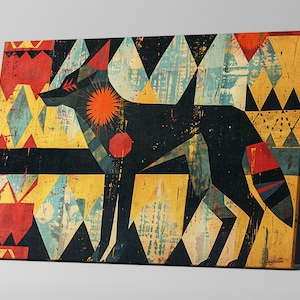 Abstract Native American Spirit Coyote Art, Modern Southwest, Giclée ...