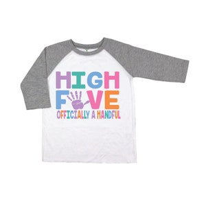 Girls 5th Birthday High Five Shirt, Fifth Birthday Shirt, 5th Birthday ...