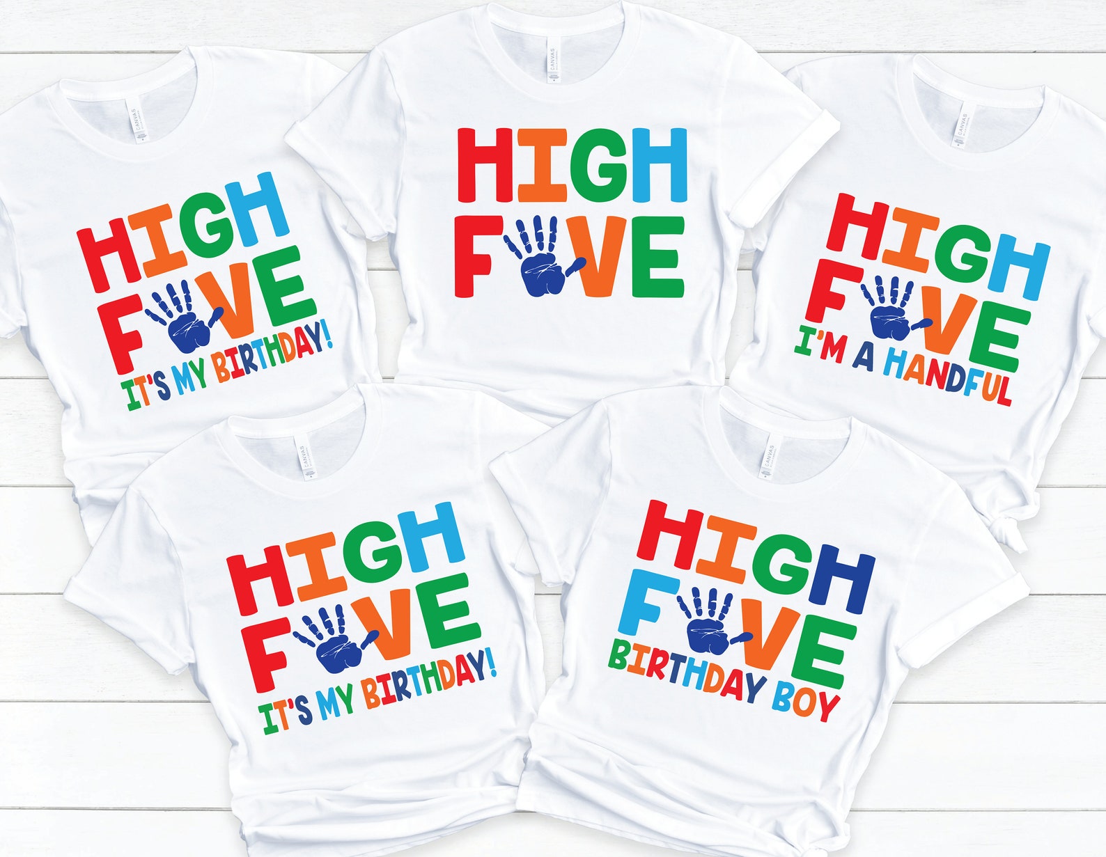 Boys 5th Birthday High Five Shirt, Fifth Birthday Shirt, 5th Birthday ...