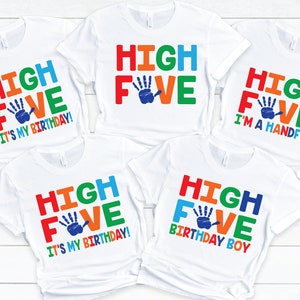 Boys 5th Birthday High Five Shirt, Fifth Birthday Shirt, 5th Birthday ...