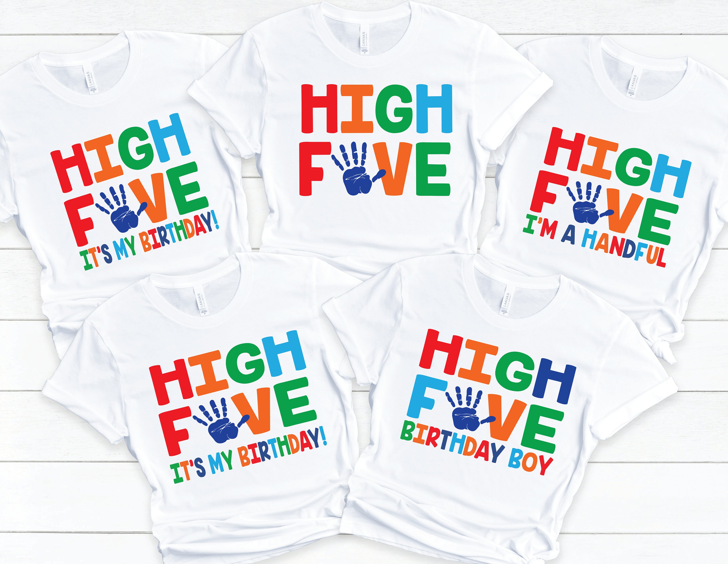 Boys 5th Birthday High Five Shirt, Fifth Birthday Shirt, 5th Birthday ...