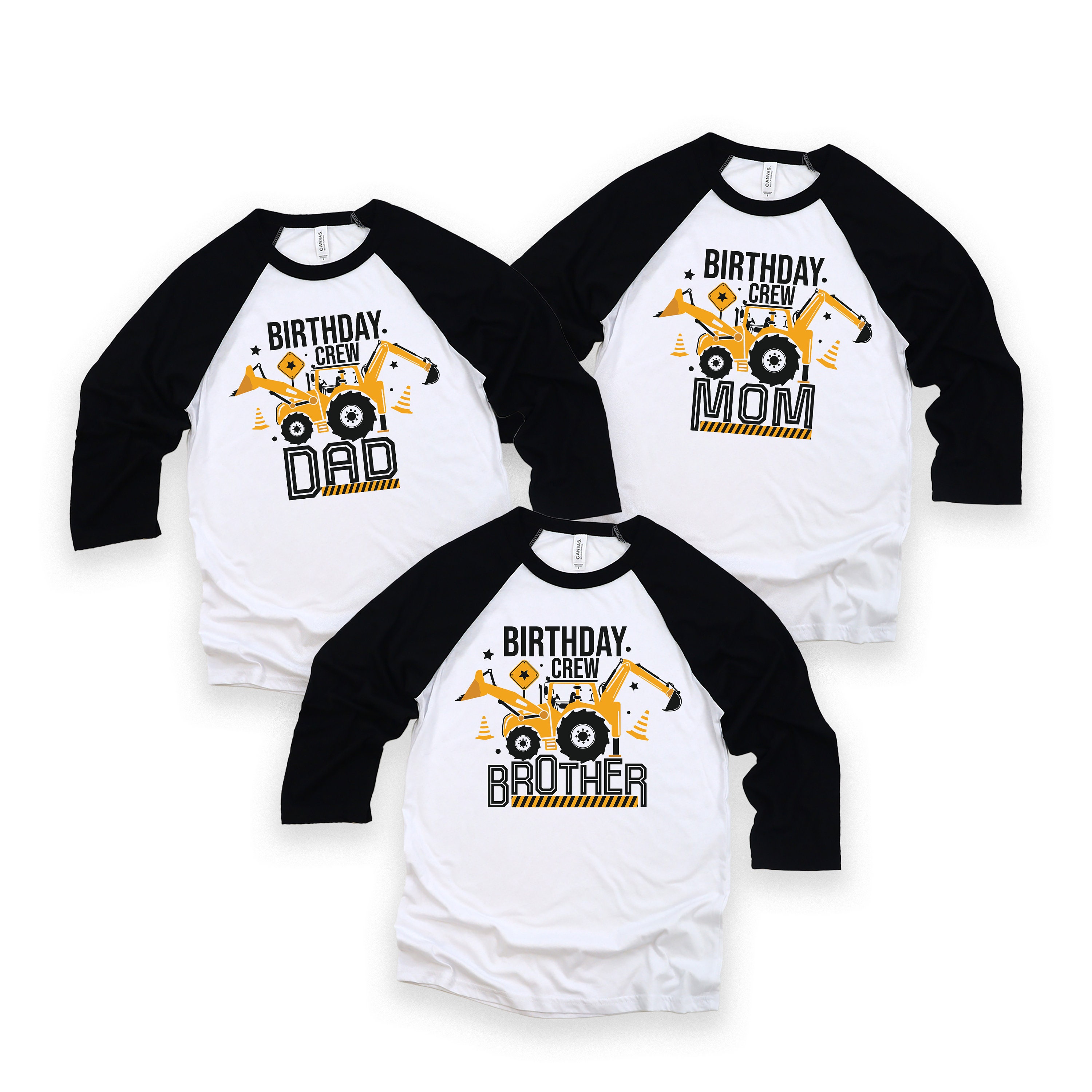 Family Construction Backhoe Crew Birthday Shirts, Construction Birthday ...