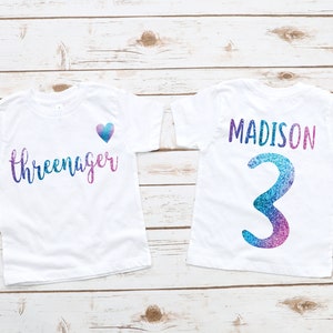 Threenager Birthday Shirt, 3rd Birthday Shirt, Third Birthday, Threenager Shirt, Girl Birthday ...