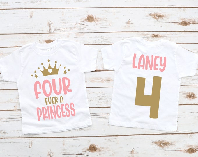 Fourth Birthday Princess Shirt, Disney Princess Birthday Shirt, Princess Birthday Shirt, Girls ...