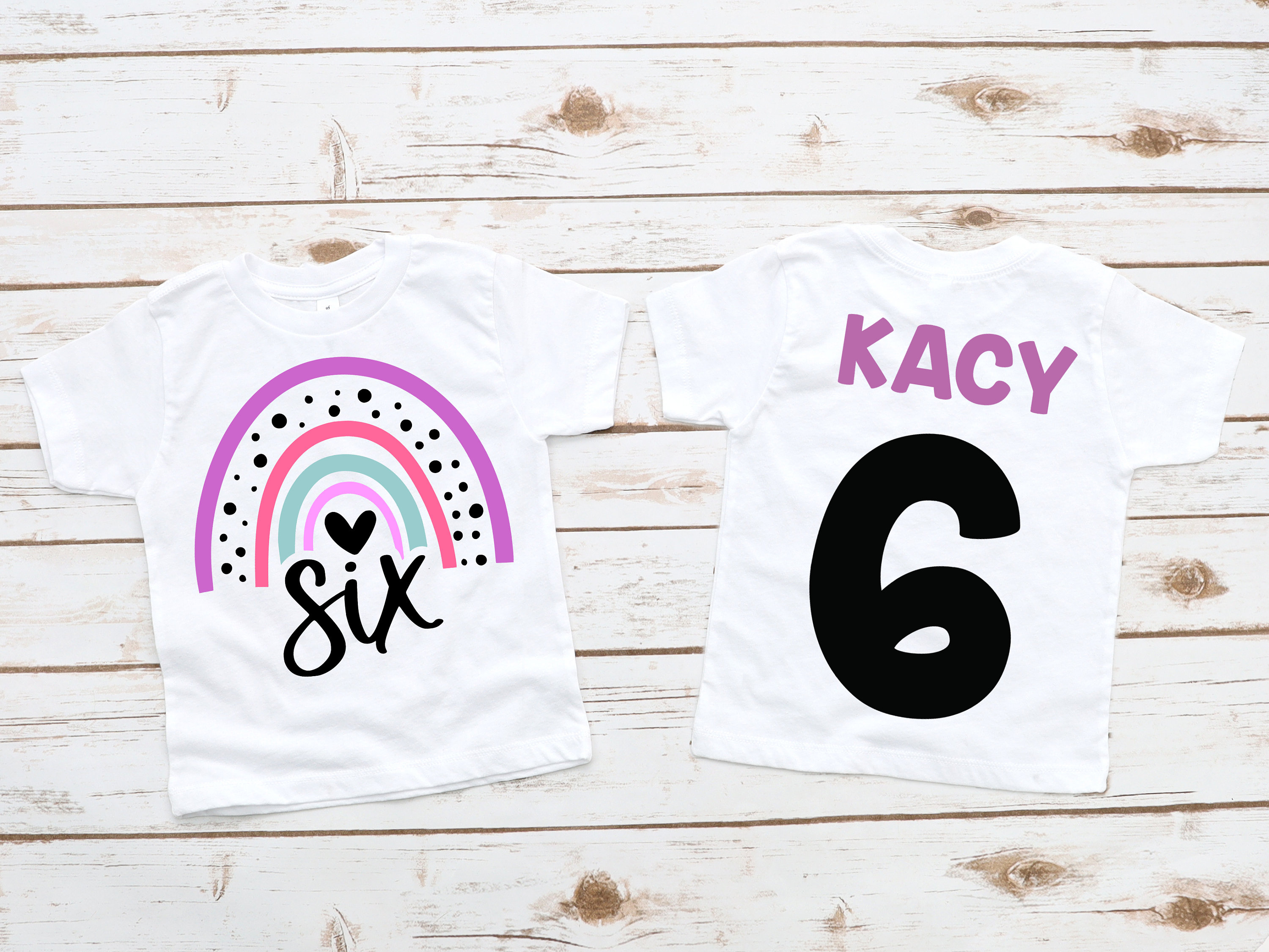 Sixth Birthday Shirt Rainbow Heart Girl , 6th Birthday, 6th Birthday ...