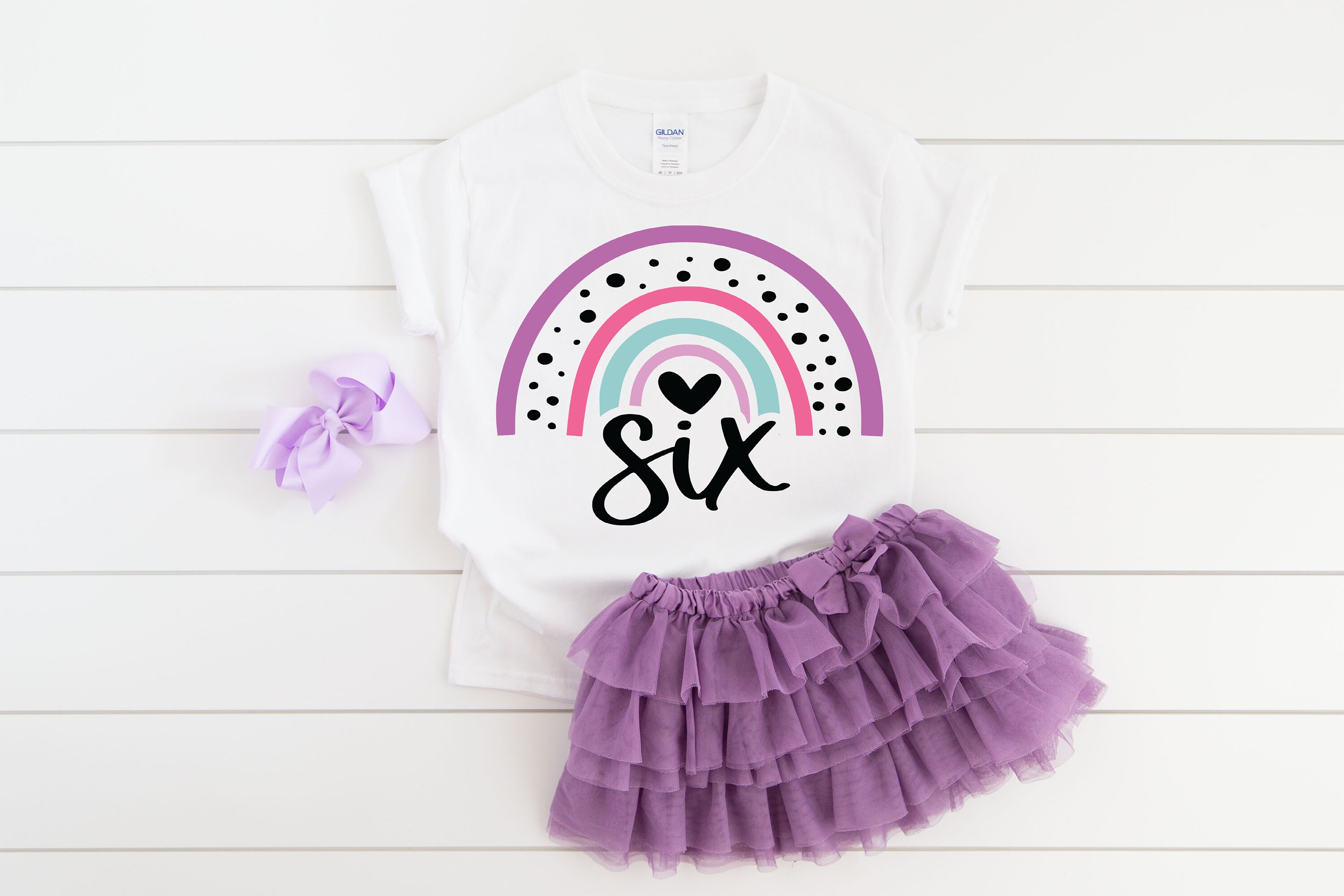 Sixth Birthday Shirt Rainbow Heart Girl , 6th Birthday, 6th Birthday ...