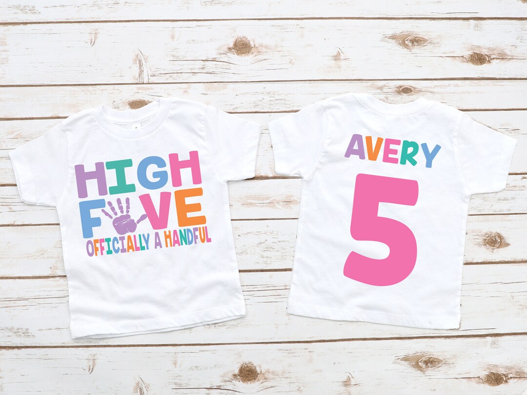 Girls 5th Birthday High Five Shirt, Fifth Birthday Shirt, 5th Birthday ...