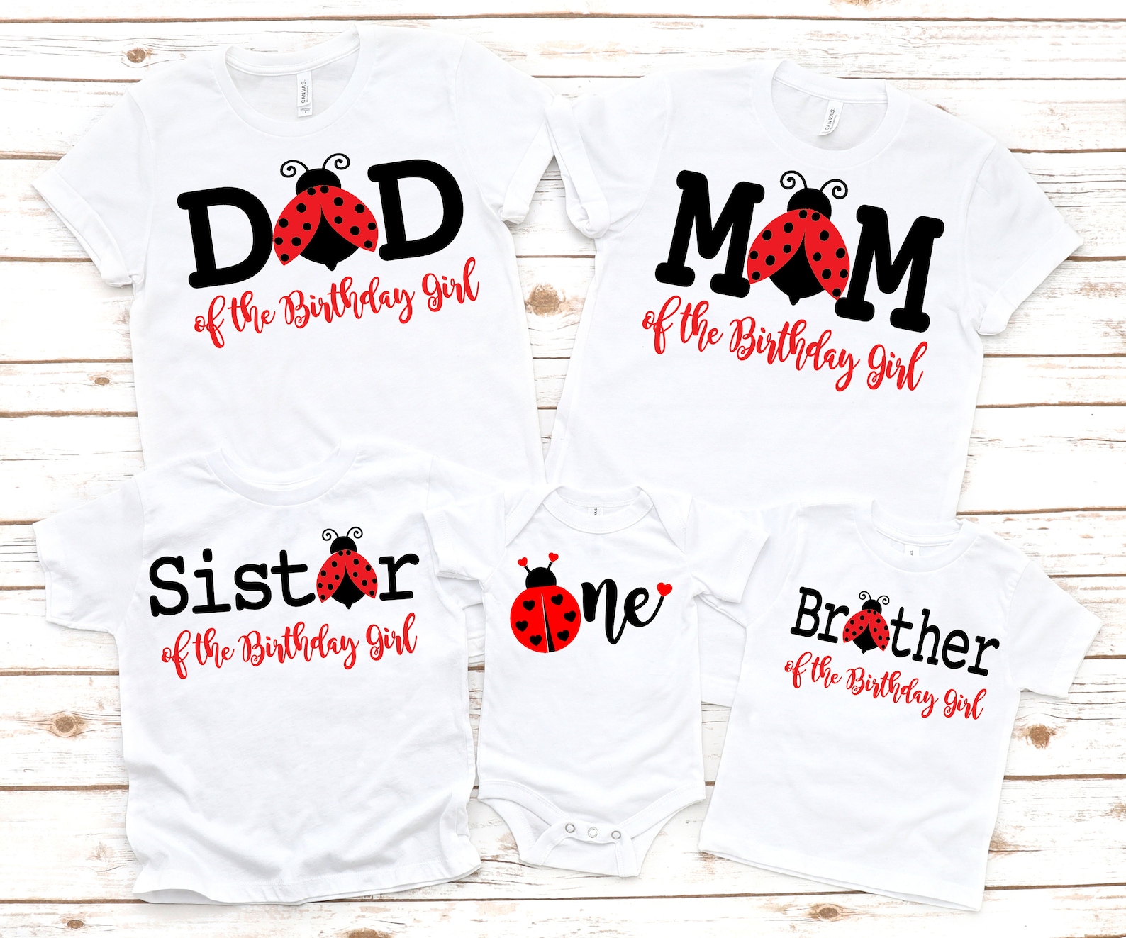 Family Matching Ladybug Girl Birthday Shirts, Birthday Girl Shirt ...