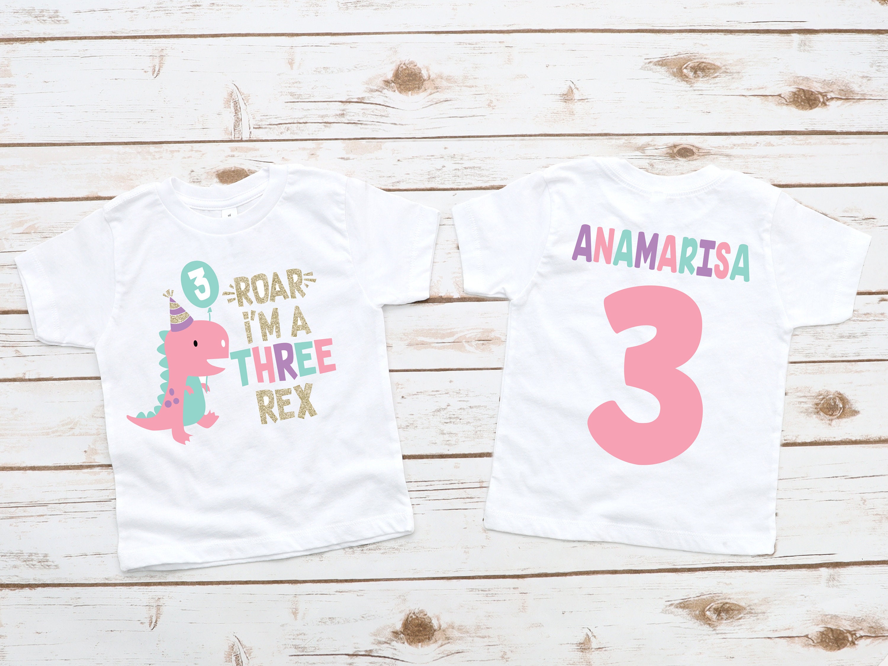 Three Rex 3 Rex Girl Dinosaur Birthday Shirt , 3 Rex Birthday Shirt ...