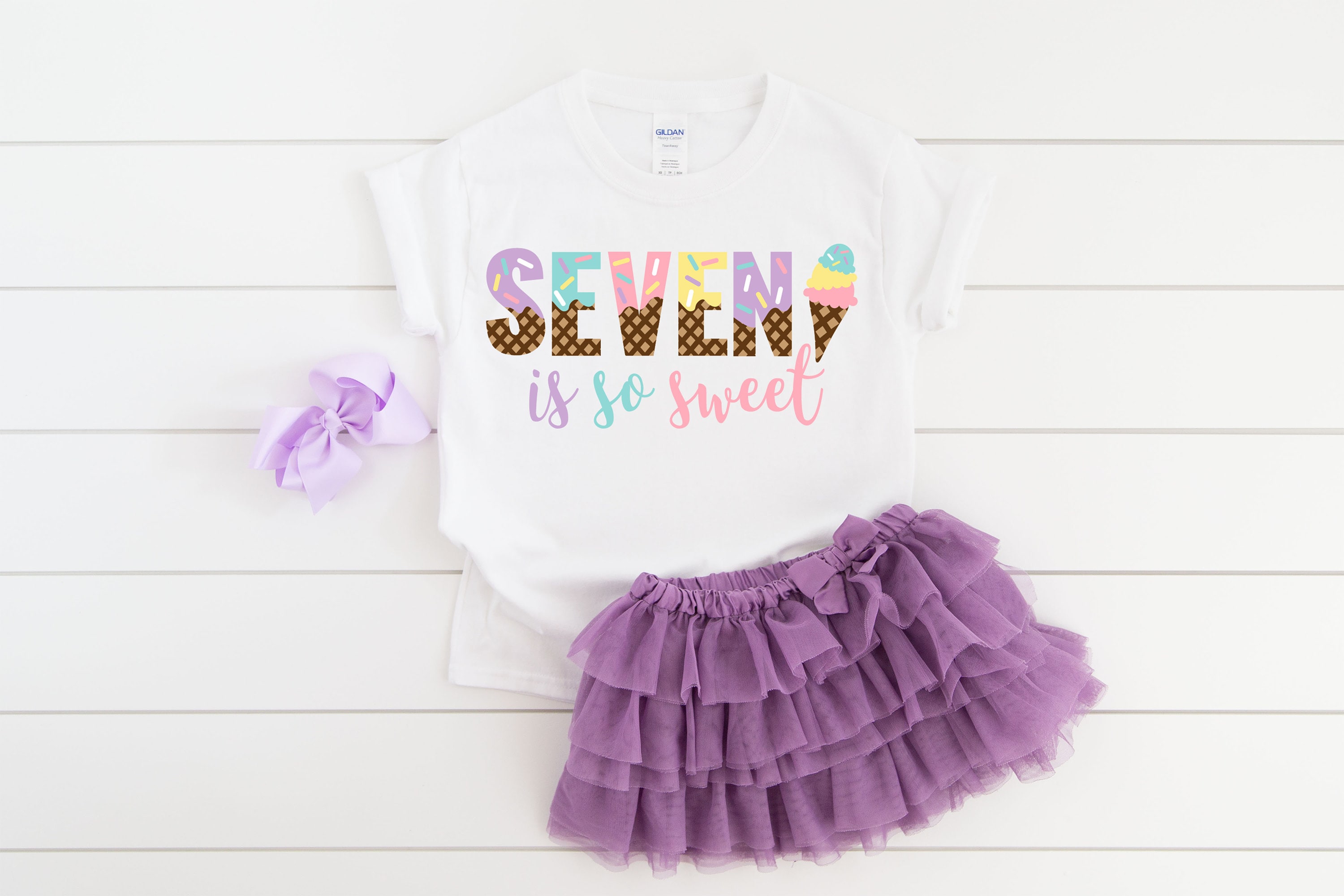 Seven is so Sweet Ice Cream Girls 7th Seventh Birthday Shirt, 7th ...