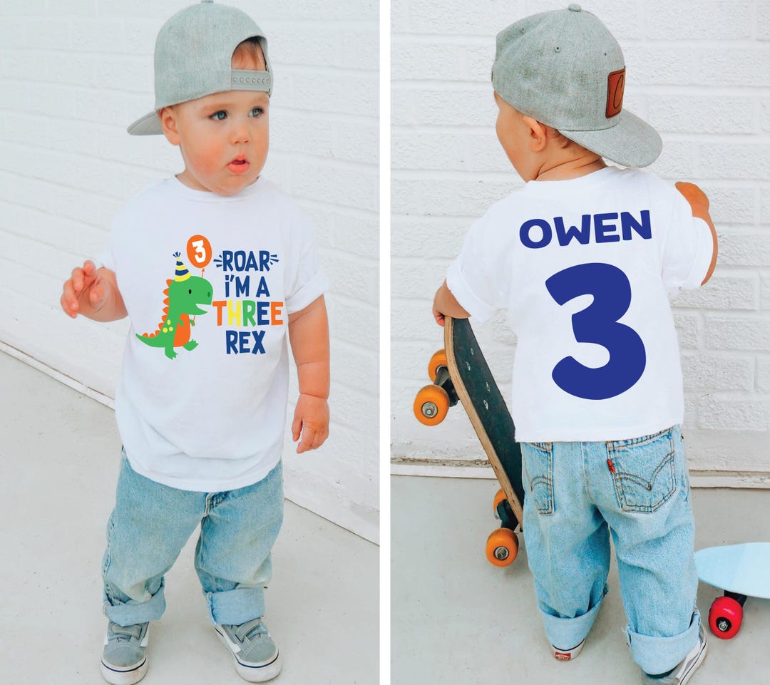 Dinosaur Boys 3rd Third Roar I'm a Three Rex Birthday Shirt, Dinosaur ...