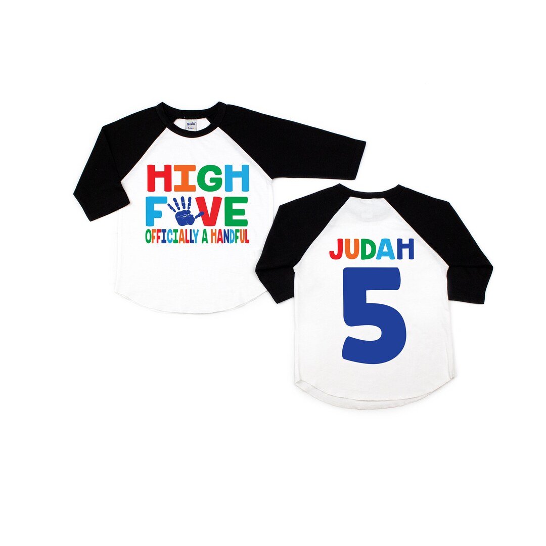Boys 5th Birthday High Five Shirt, Officially a Handful, 5th Birthday ...
