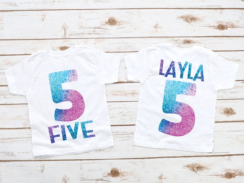 Girls 5th Birthday, Custom Five Shirt, Birthday Girl Shirt, Five Year ...