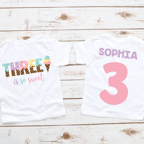 Three Scoops of Fun Ice Cream Girls 3rd Birthday Shirt 3rd | Etsy