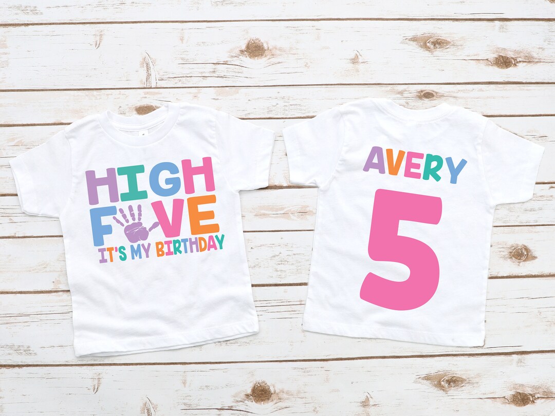 Girls 5th Birthday High Five Shirt, Fifth Birthday Shirt, 5th Birthday ...
