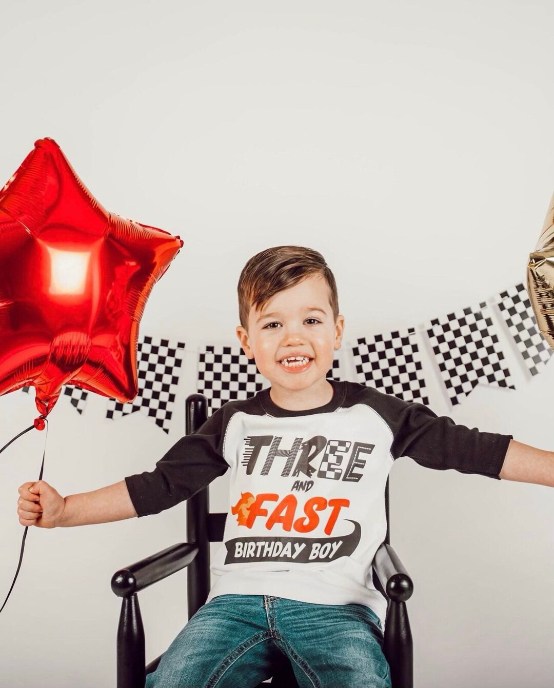 Three and Fast Race Car Birthday Boy 3rd Shirt, Racecar Birthday ...