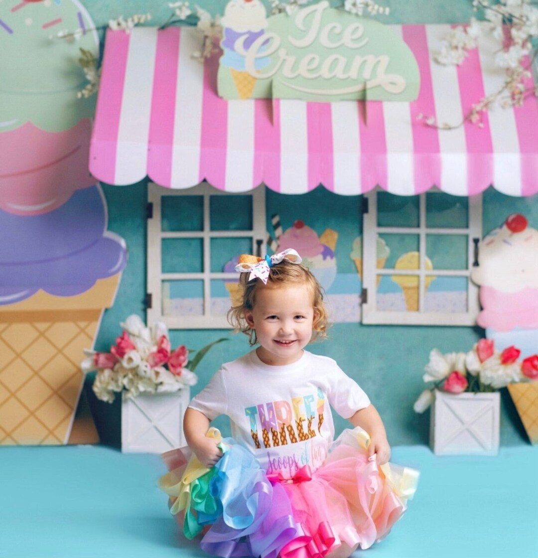 Three Scoops of Fun Ice Cream Girls 3rd Birthday Shirt, 3rd Birthday Party, Ice Cream Shirt, Ice ...