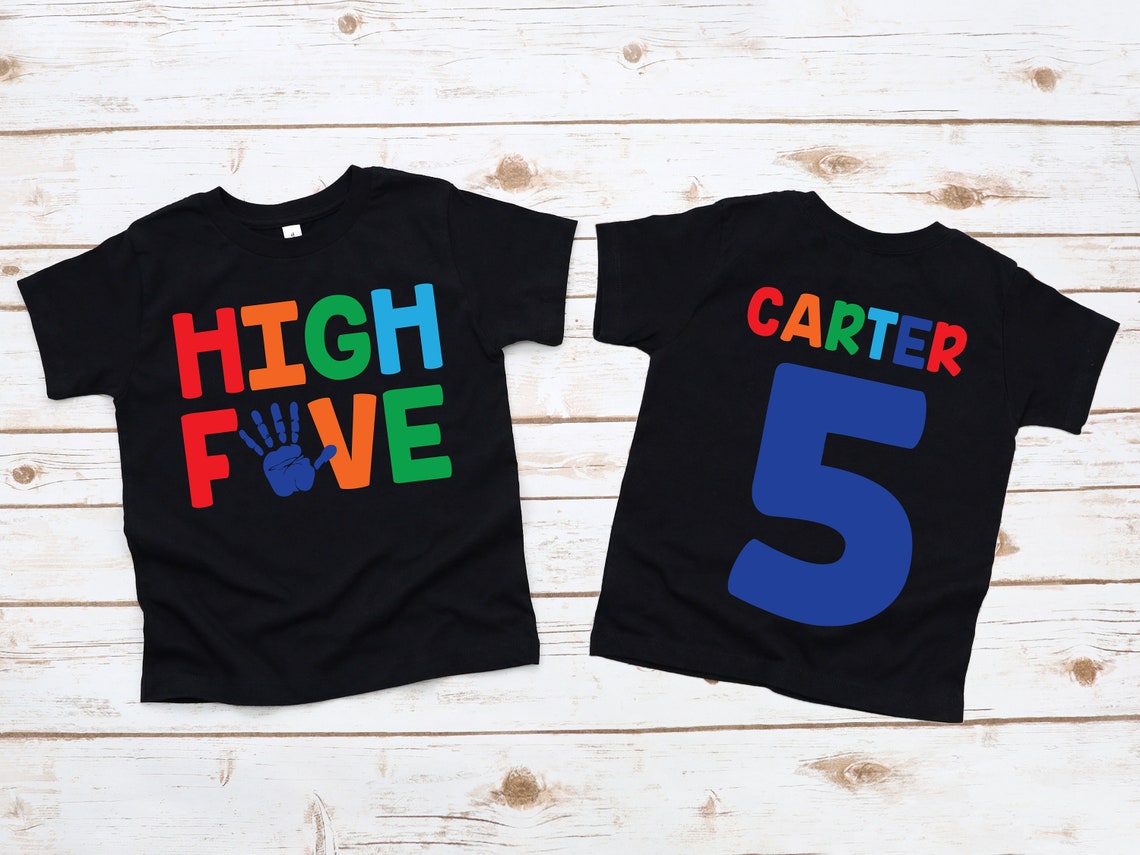 Boys 5th Birthday High Five Shirt, Fifth Birthday Shirt, 5th Birthday ...