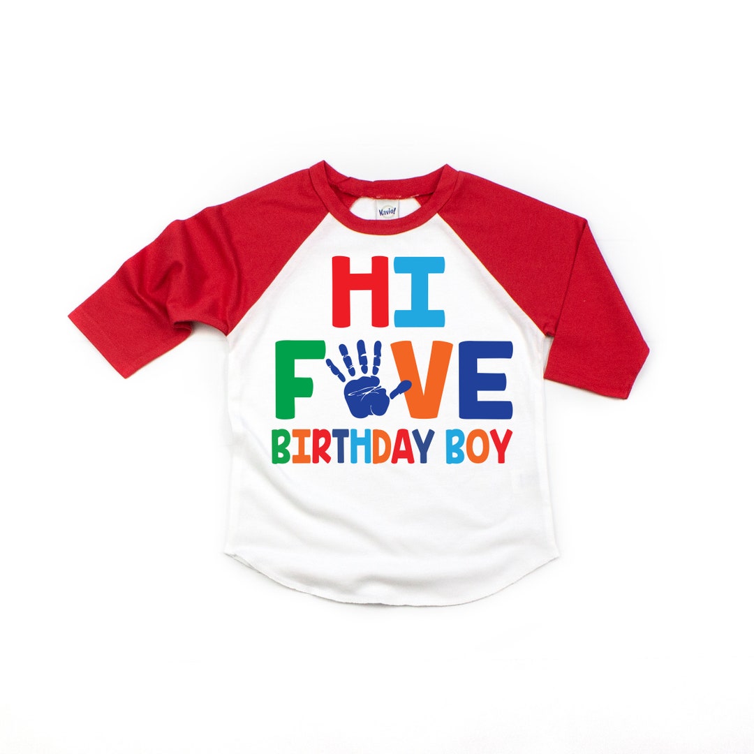 Boys 5th Birthday Hi Five Shirt, Fifth Birthday Shirt, 5th Birthday ...