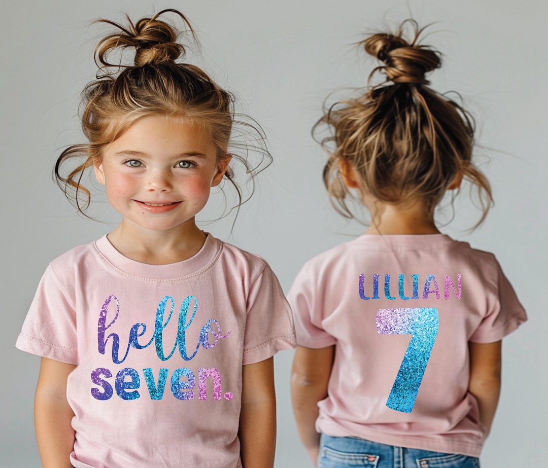 Hello Seven Shirt, 7th Birthday Shirt, Seven Year Old Girl Birthday ...