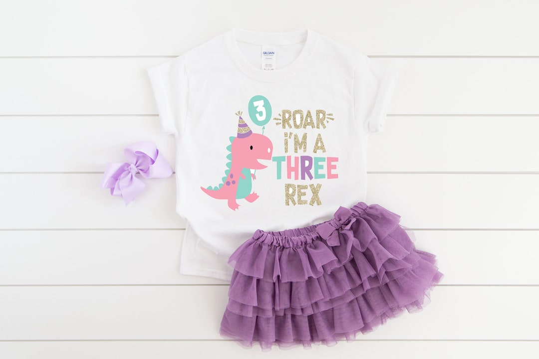 Three Rex 3 Rex Girl Dinosaur Birthday Shirt , 3 Rex Birthday Shirt ...
