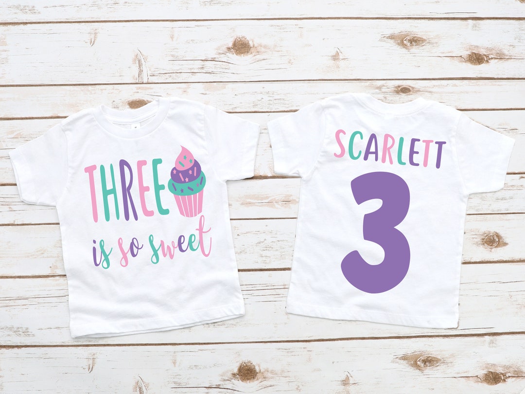 Three is so Sweet Cupcake Girls 3rd Birthday Shirt, 3rd Birthday Party ...