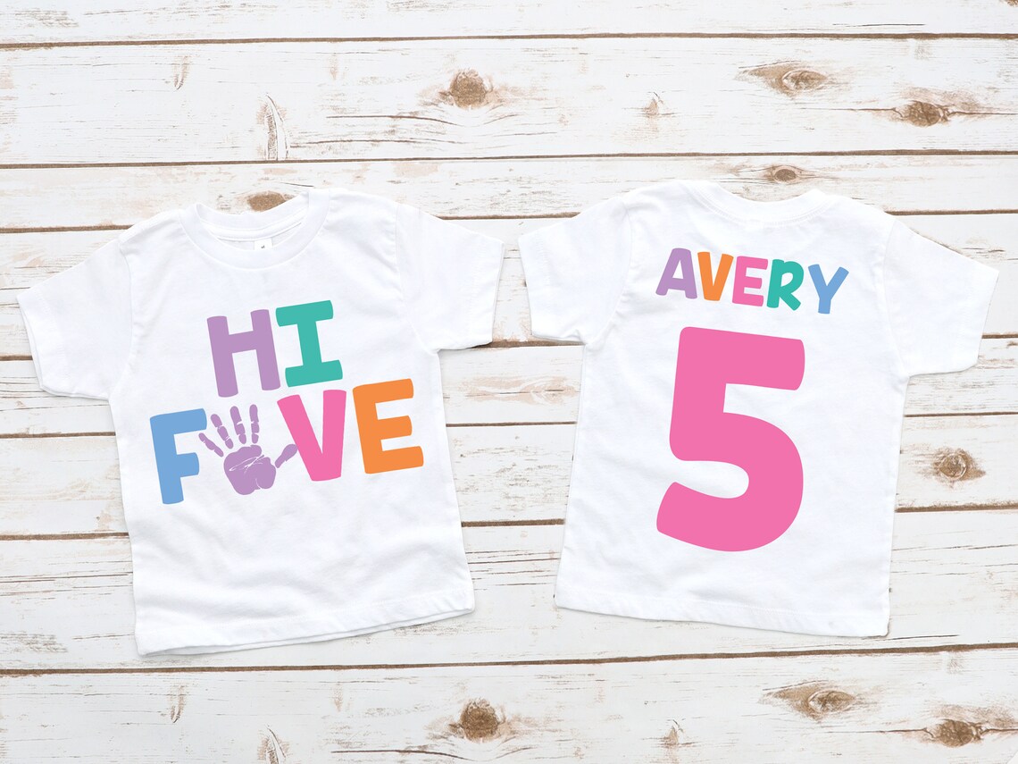Girls 5th Birthday Hi Five Shirt Fifth Birthday Shirt 5th | Etsy