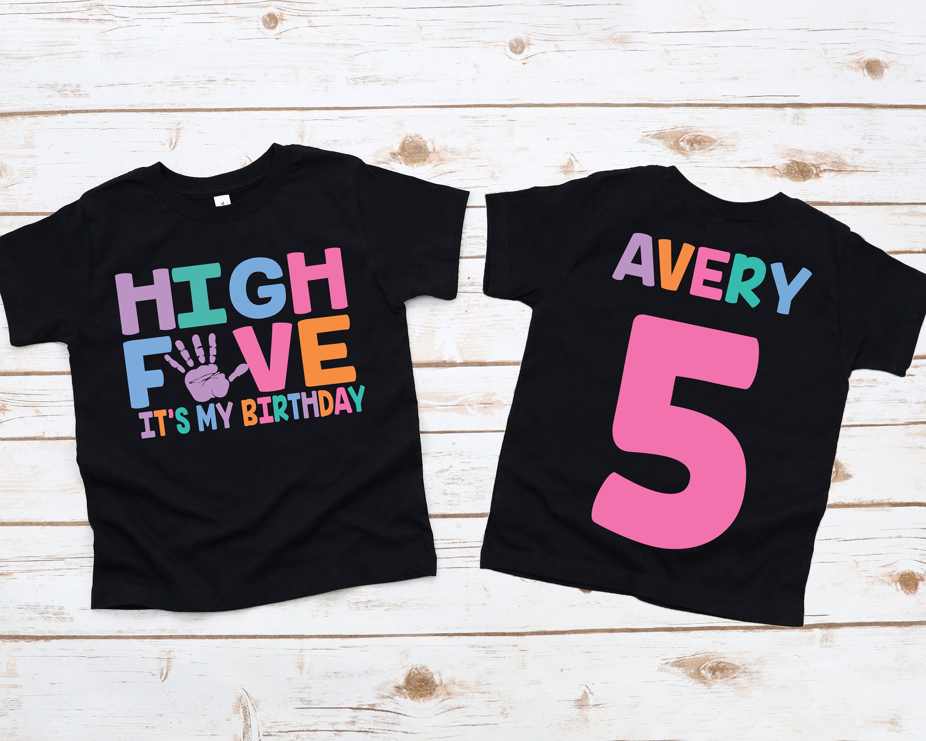 Girls 5th Birthday High Five Shirt, Fifth Birthday Shirt, 5th Birthday ...