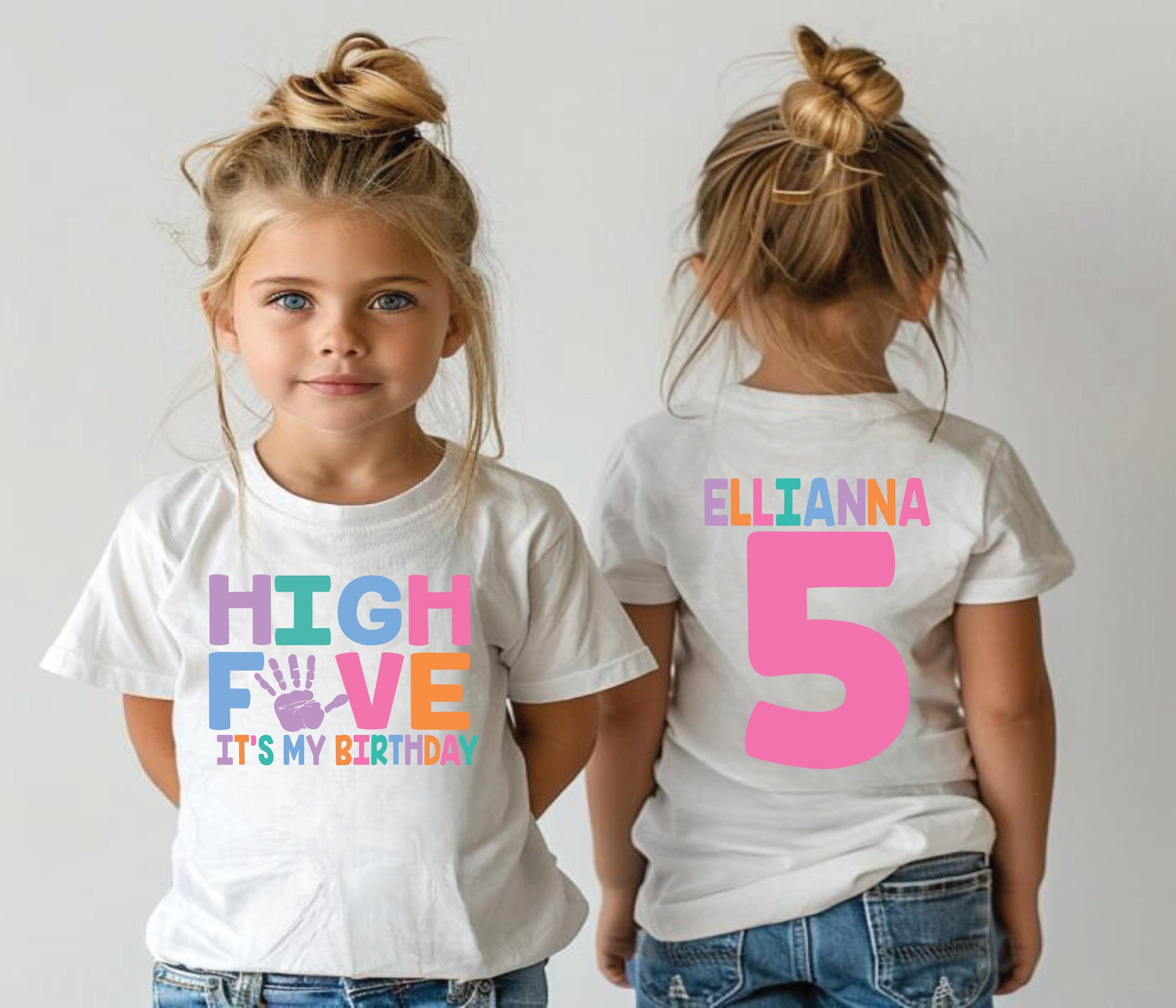 Girls 5th Birthday High Five Shirt, Fifth Birthday Shirt, 5th Birthday ...